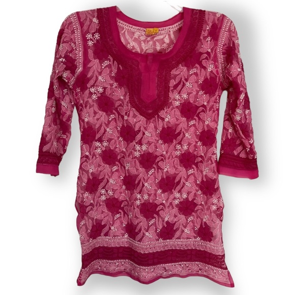 The Lotus House | Tops | The Lotus House Pink Tunic Top Hand ...